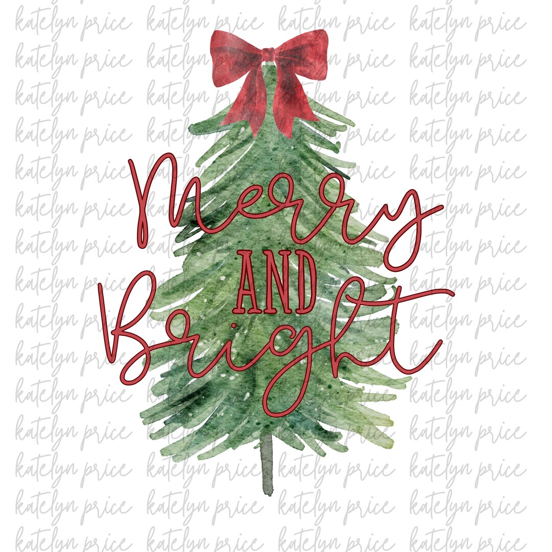 Christmas Png, Merry and Bright, Christmas Tree, Bow, Merry Christmas ...