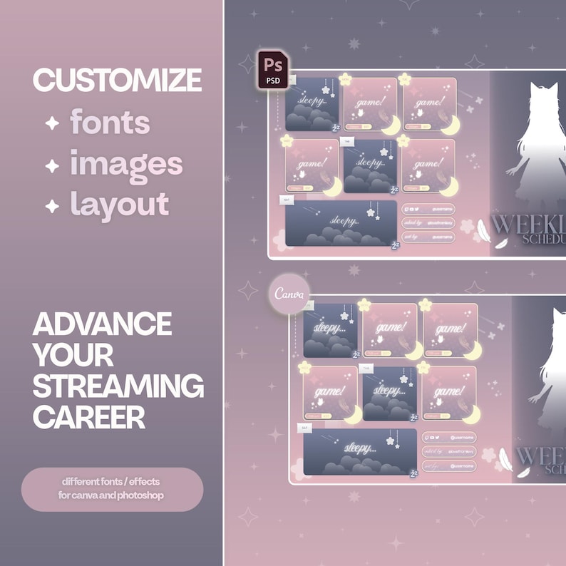 Streaming Schedule Dreamy Blue Canva Template Vtubers and Streamers ...