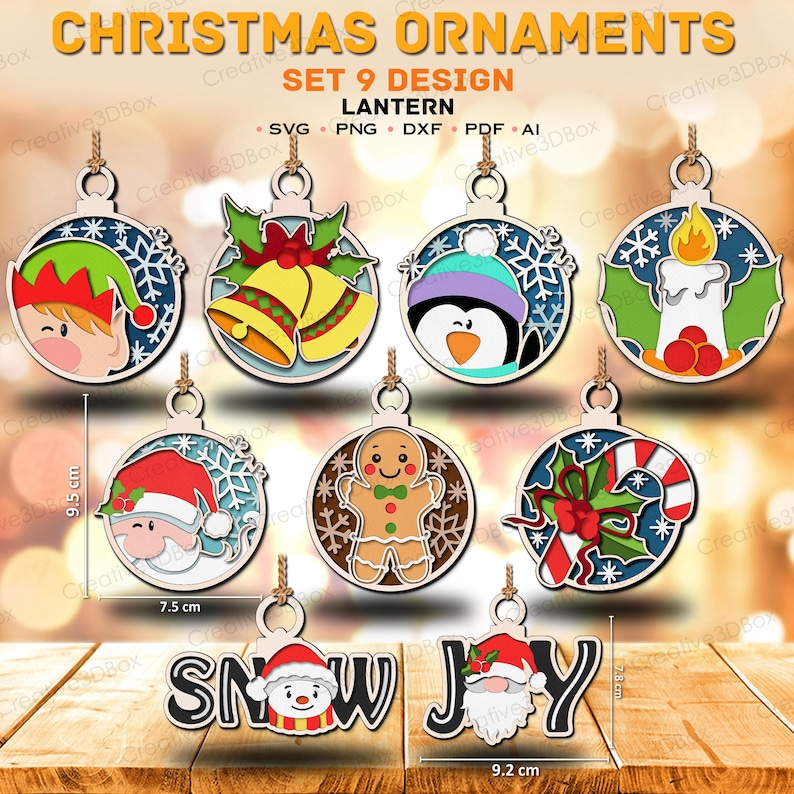Christmas Ornament Paper Cut Bundle, Christmas Decor, Cute Holiday ...