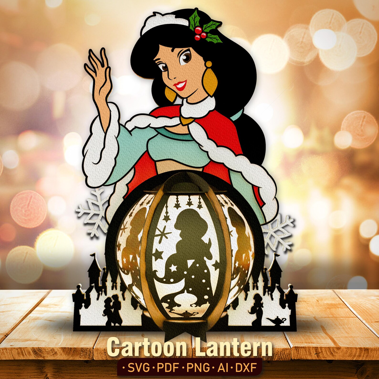 Princess Lantern SVG Bundle, Christmas Princess Svg, Princesses Svg ...