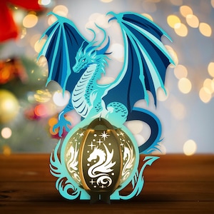 Dragon Lantern Paper Cut File | Phoenix Lantern Phoenix Shadow Box ...