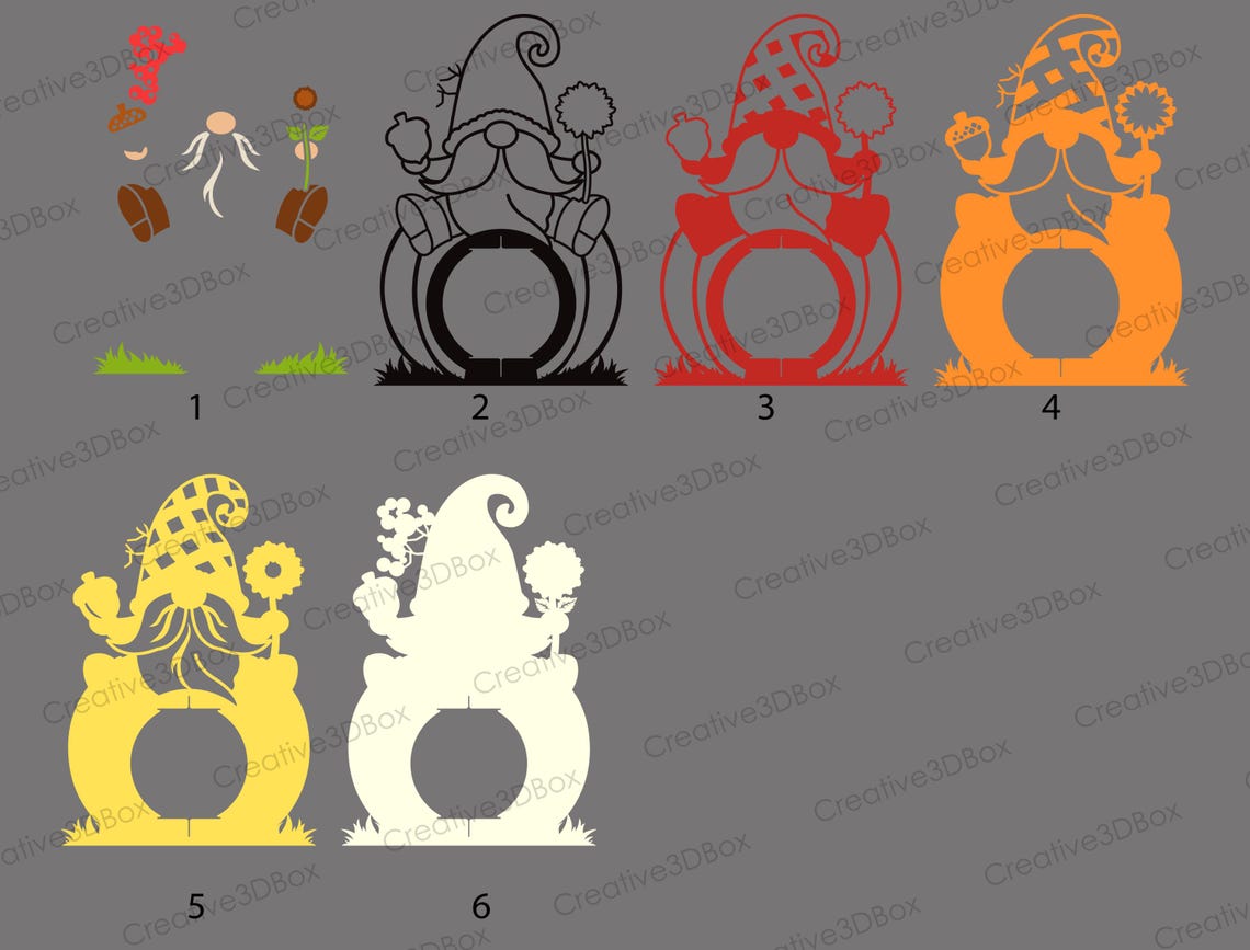 Fall Gnome Lantern SVG Bundle, Set of 3 Autumn Pumpkin Papercut Light ...