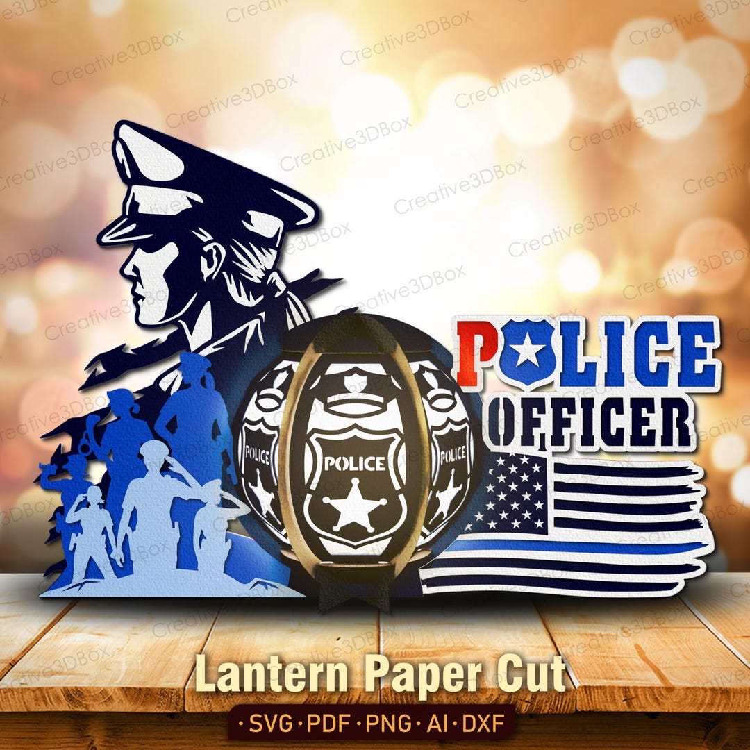 Police Officer Lantern SVG Cut File, Law Enforcement Lightbox for ...