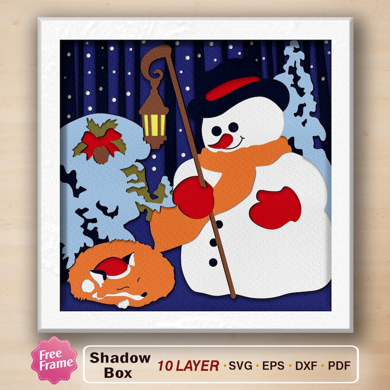 Snowman Shadow Box SVG for Cricut Projects DIY, Snowmanchristmas 3D Box ...