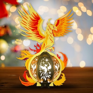 Dragon Lantern Paper Cut File | Phoenix Lantern Phoenix Shadow Box ...
