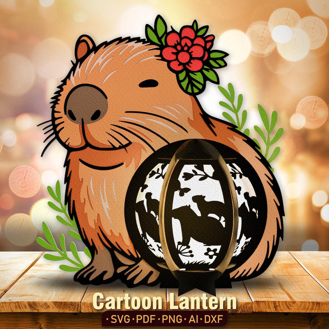 Capybara Lantern Lantern Paper Cut File | Capybara Shadow Box Decor ...