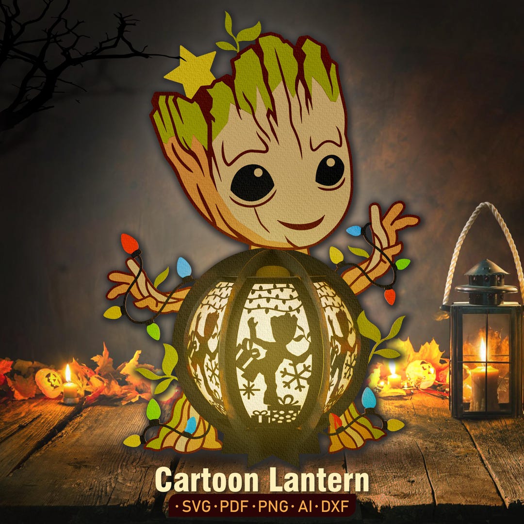 Groot Lantern Paper Cut File, Groot Shadow Box, Groot 3D Box, Groot ...
