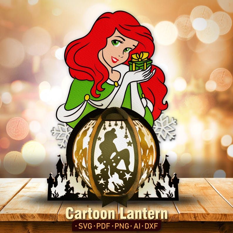 Princess Lantern SVG Bundle, Christmas Princess Svg, Princesses Svg ...