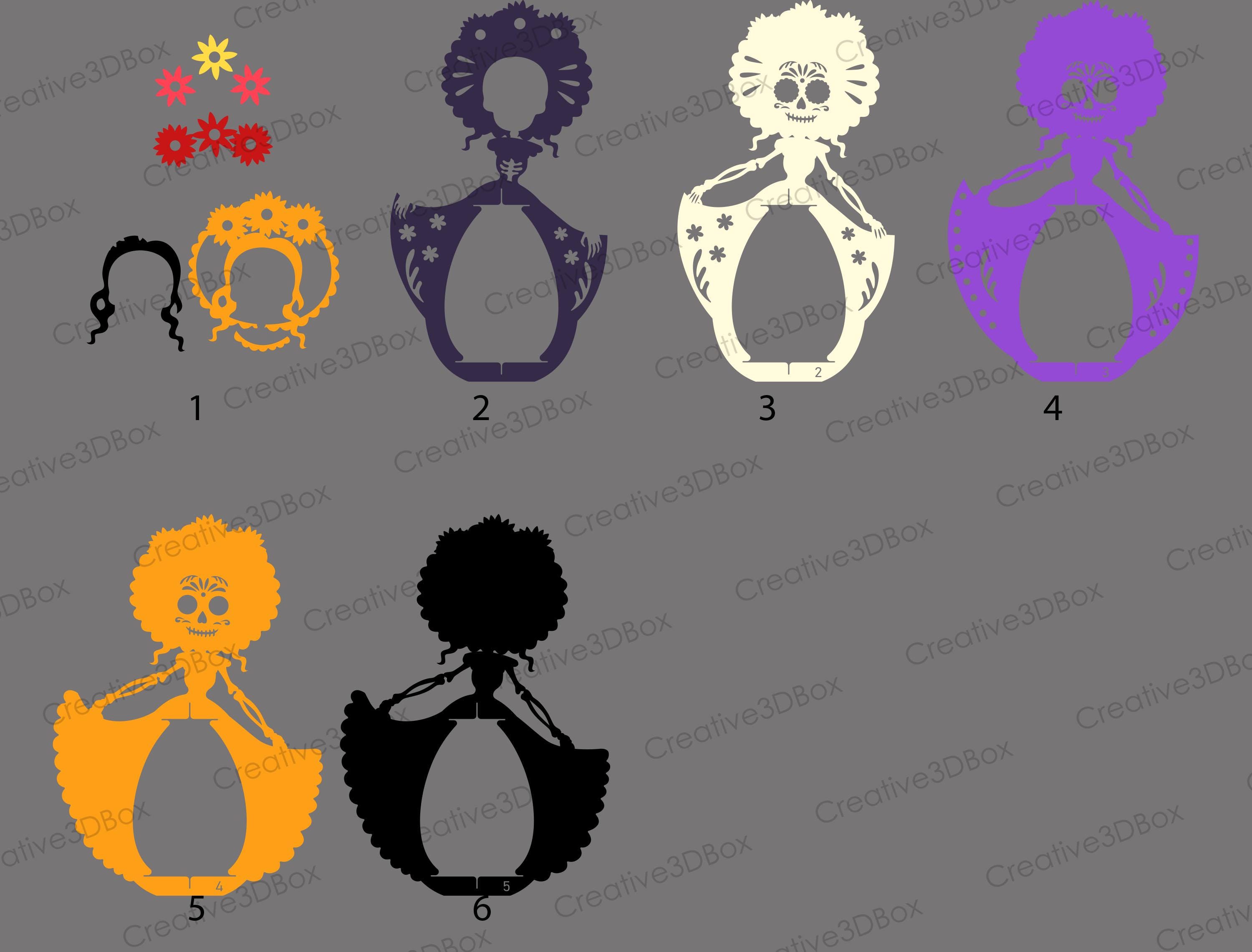 Day of the Dead Lantern Papercut, Catrina Skeleton Lightbox Template ...