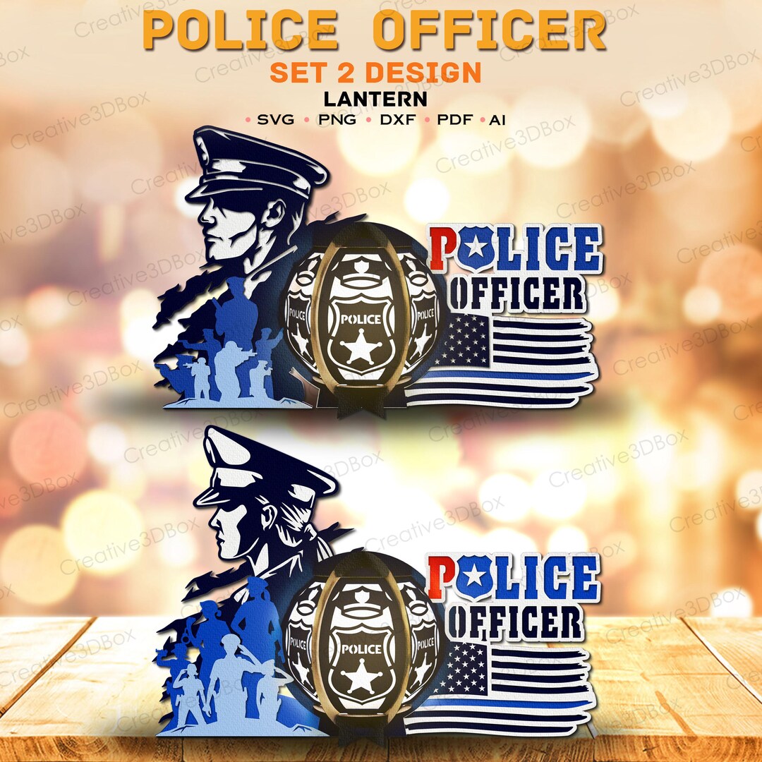Police Officer Lantern SVG Bundle, 3D Paper Cut Lightbox Set for ...