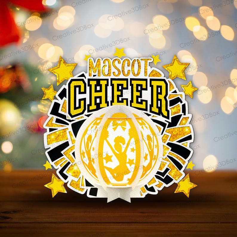 Cheerleader Mascot Lantern SVG, Paper Cut Light Box for School Spirit ...