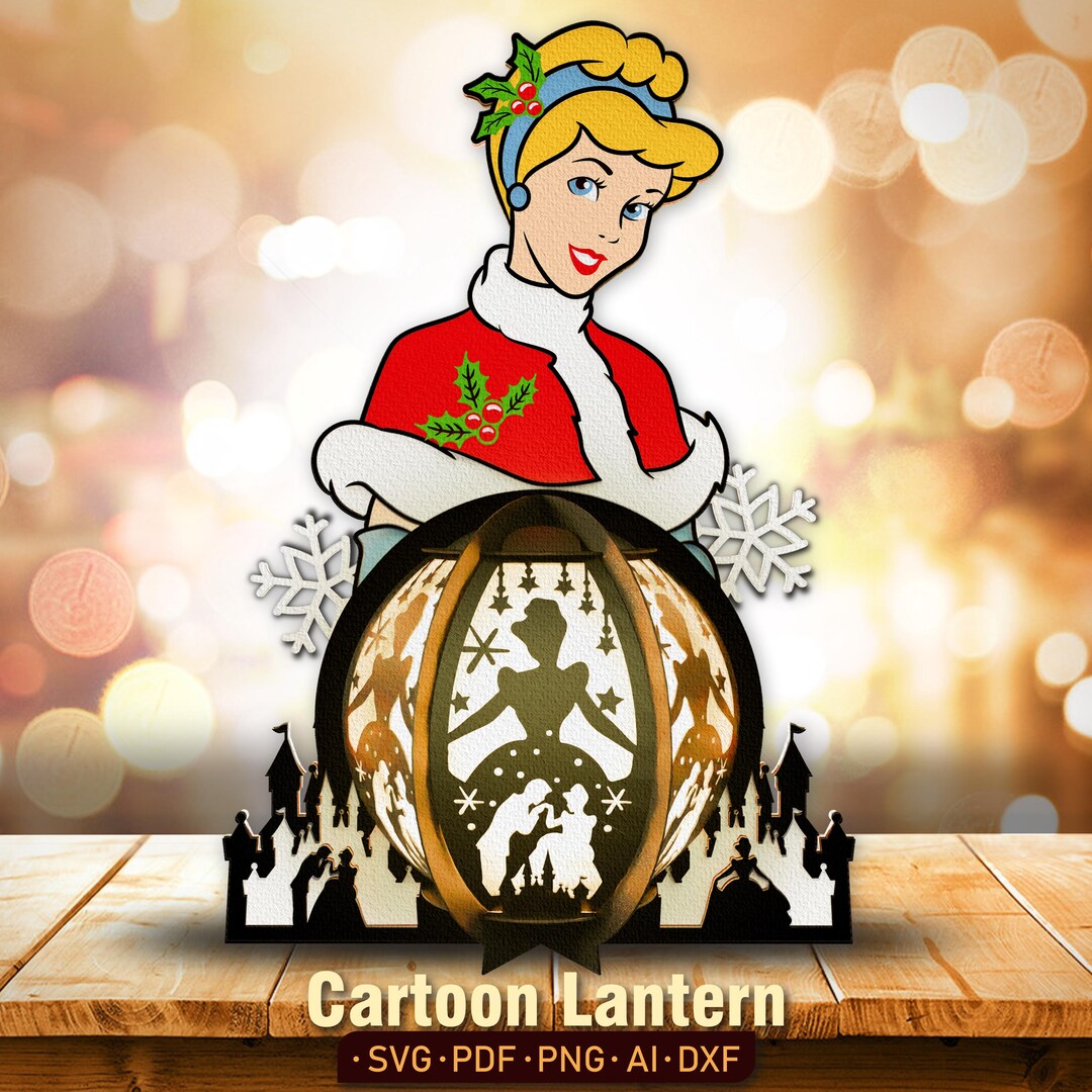 Princess Lantern Paper Cut File, Christmas Princess Lantern, Christmas ...