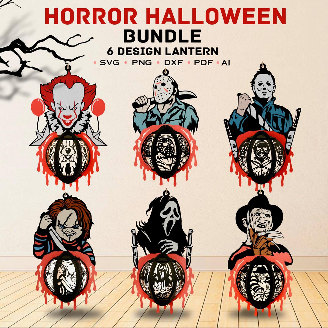 Bundle Horror Lantern Paper Cut File, Halloween Lantern Svg,halloween ...