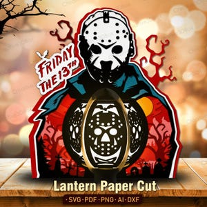 Spooky Horror Lantern SVG for Halloween, Killer Mask Silhouette Light ...