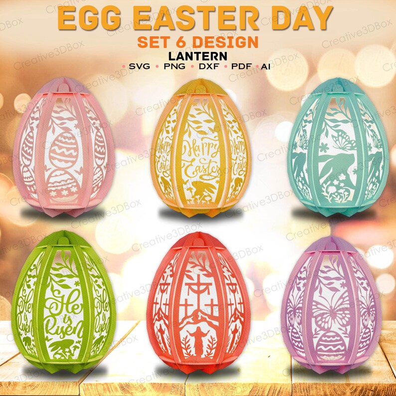 Bunny Lantern Easter Eggs Pop up Paper Cut File | Easter Lantern Egg ...