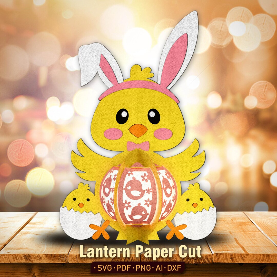 Easter Chick Lantern Paper Cut File| Happy Easter Day Chicken ...