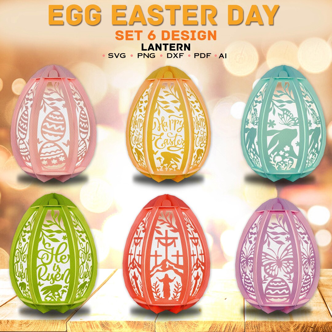Bunny Lantern Easter Eggs Pop up Paper Cut File | Easter Lantern Egg ...
