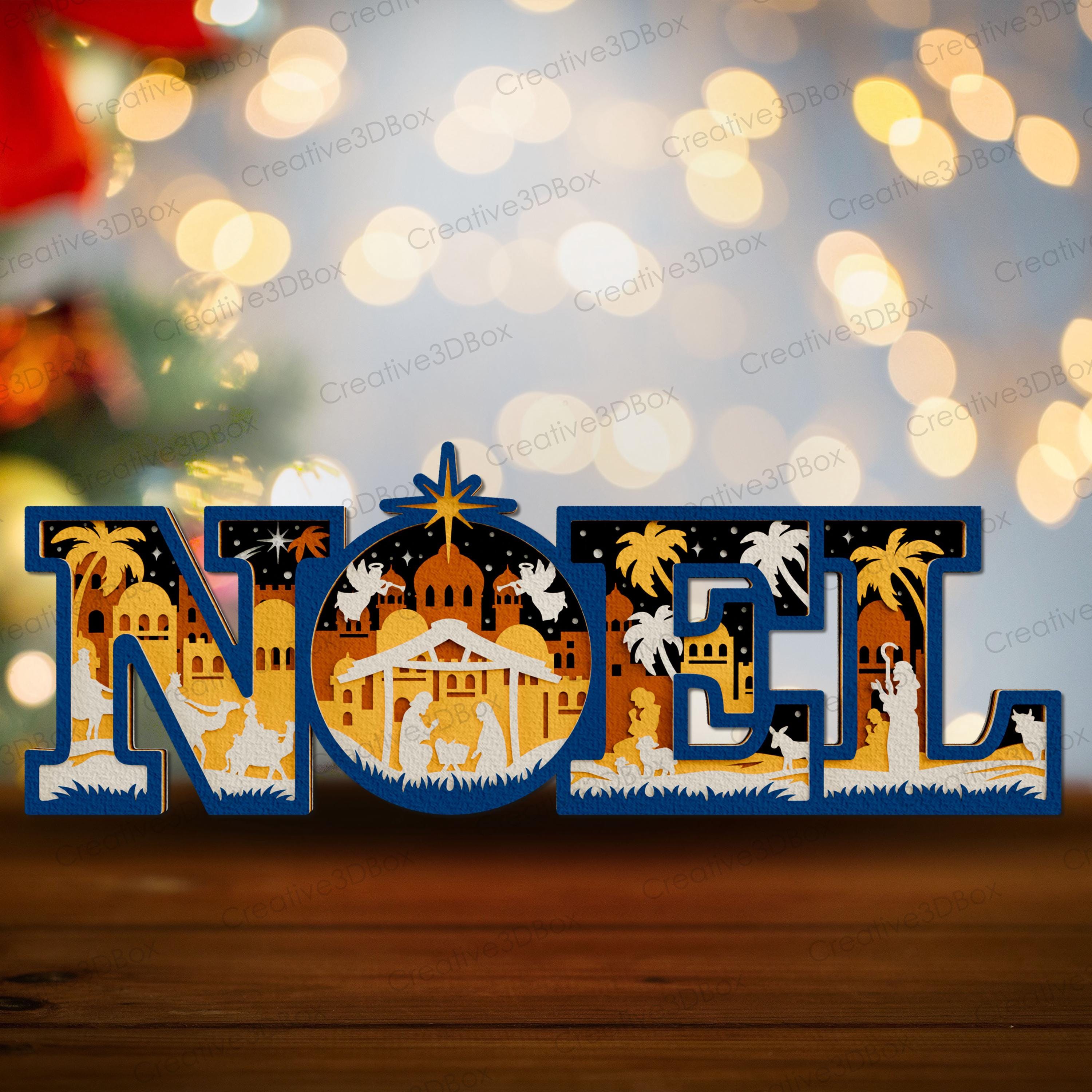 Christmas Noel Multilayer Paper Cut Design, Nativity Scene Layered ...