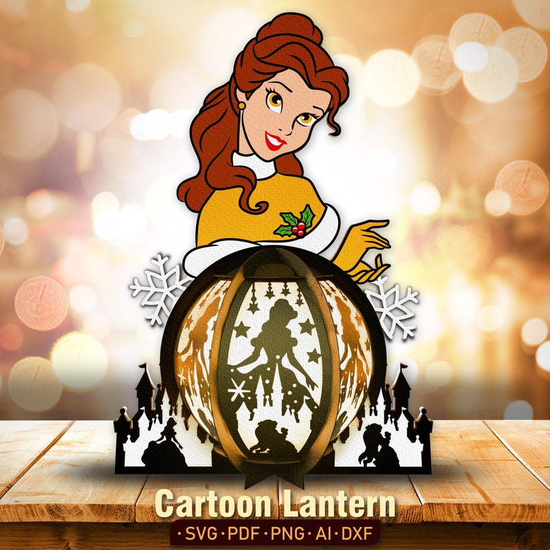 Princess Lantern SVG Bundle, Christmas Princess Svg, Princesses Svg ...