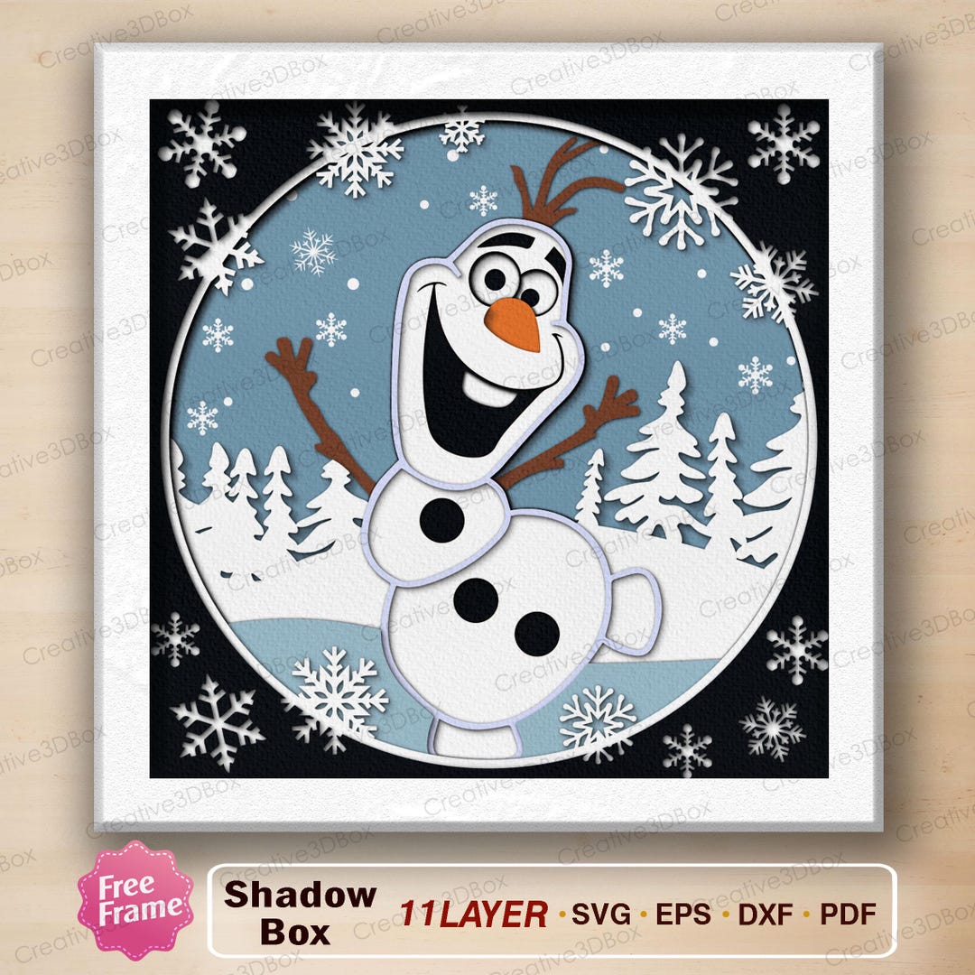 Snowman Christmas Shadow Box, Layered Winter Lightbox Template ...