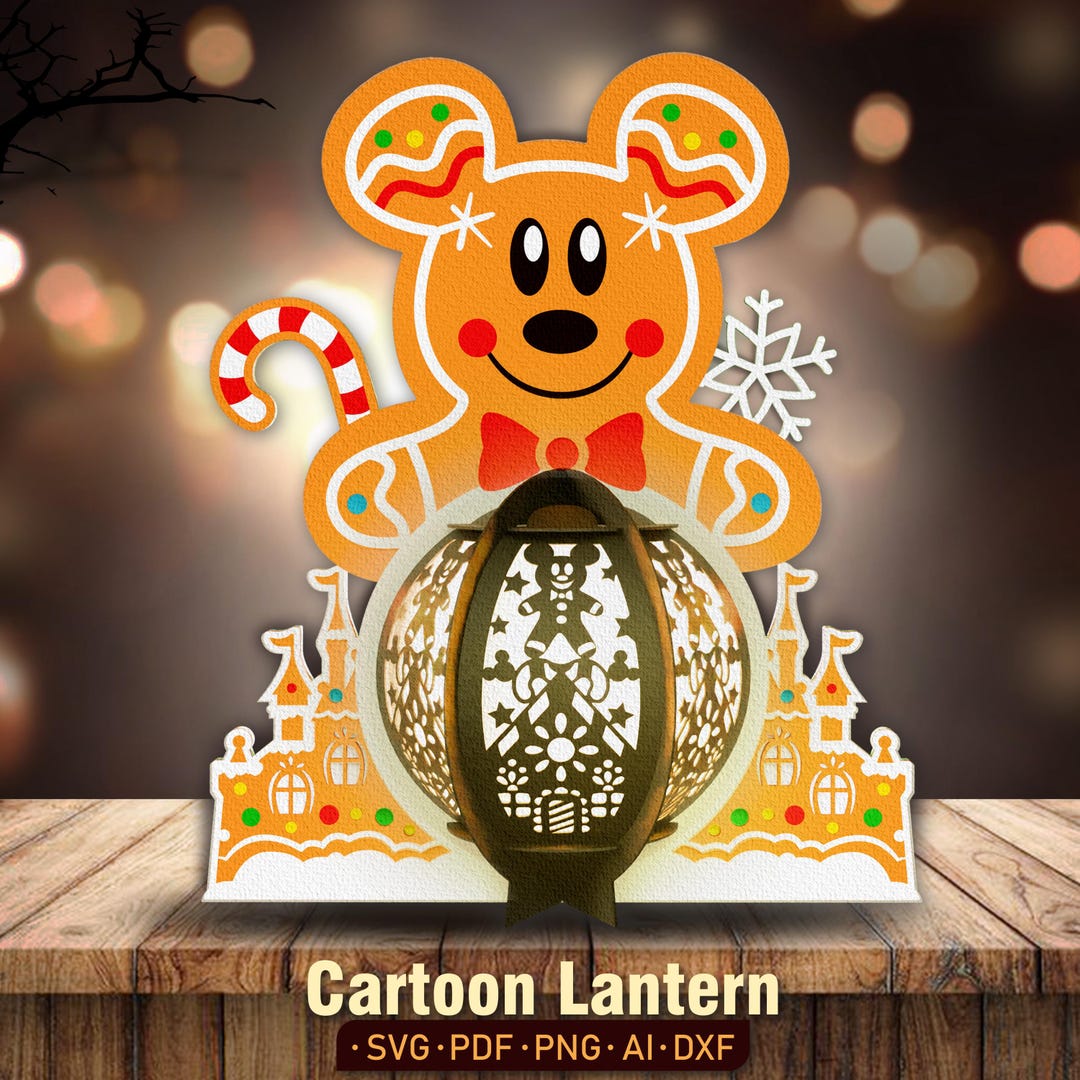 Cartoon Characters Lantern Paper Cut File, Cartoon Lantern, Christmas ...