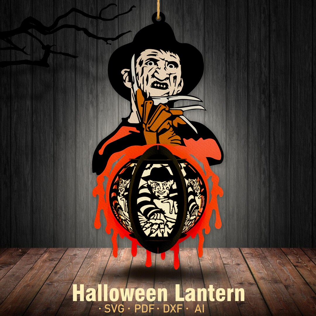 Horror Lantern Paper Cut File, Halloween Shadow Box, Horror Character ...