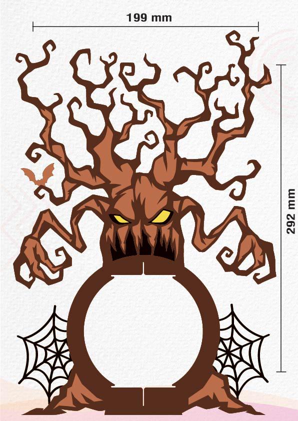Haunted Tree Lantern SVG, Halloween Spooky Tree Paper Cut, Scary Forest ...