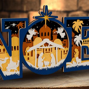 Christmas Noel Multilayer Paper Cut Design, Nativity Scene Layered ...