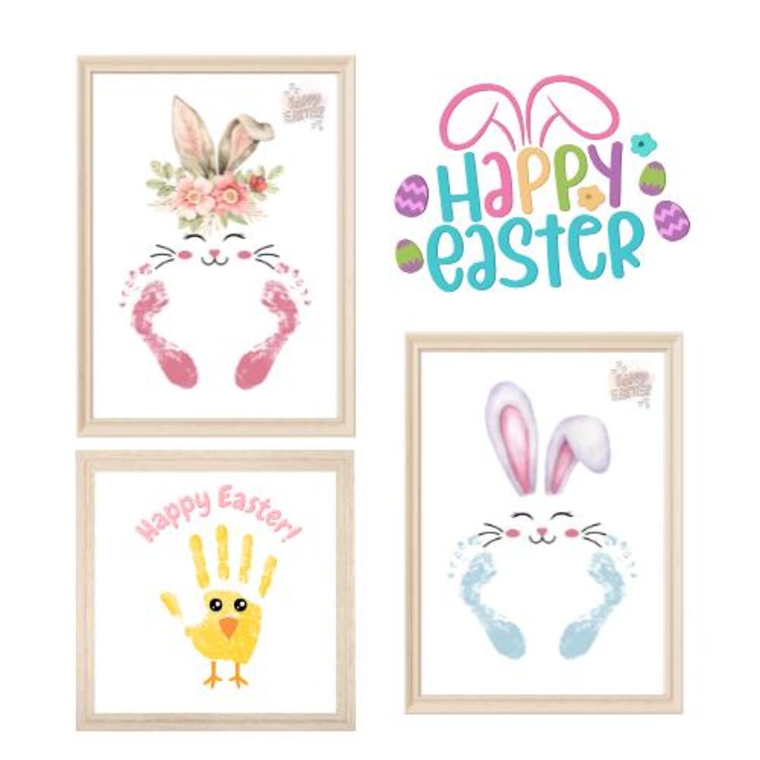 Easter Bunny Footprint Printable / Digital Bunny Print / Easter Art for ...