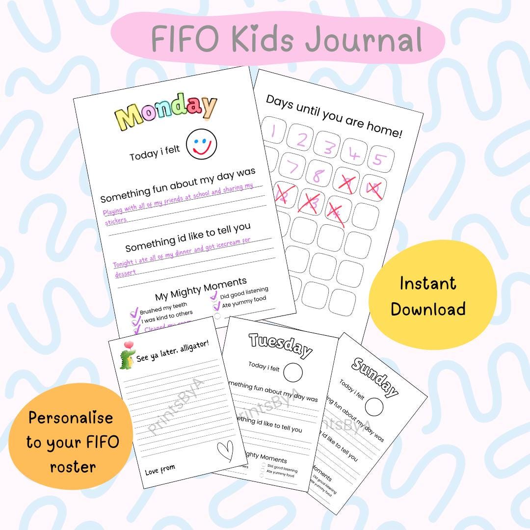 FIFO Kids Journal – Printable FIFO Activity & Feelings Tracker ...