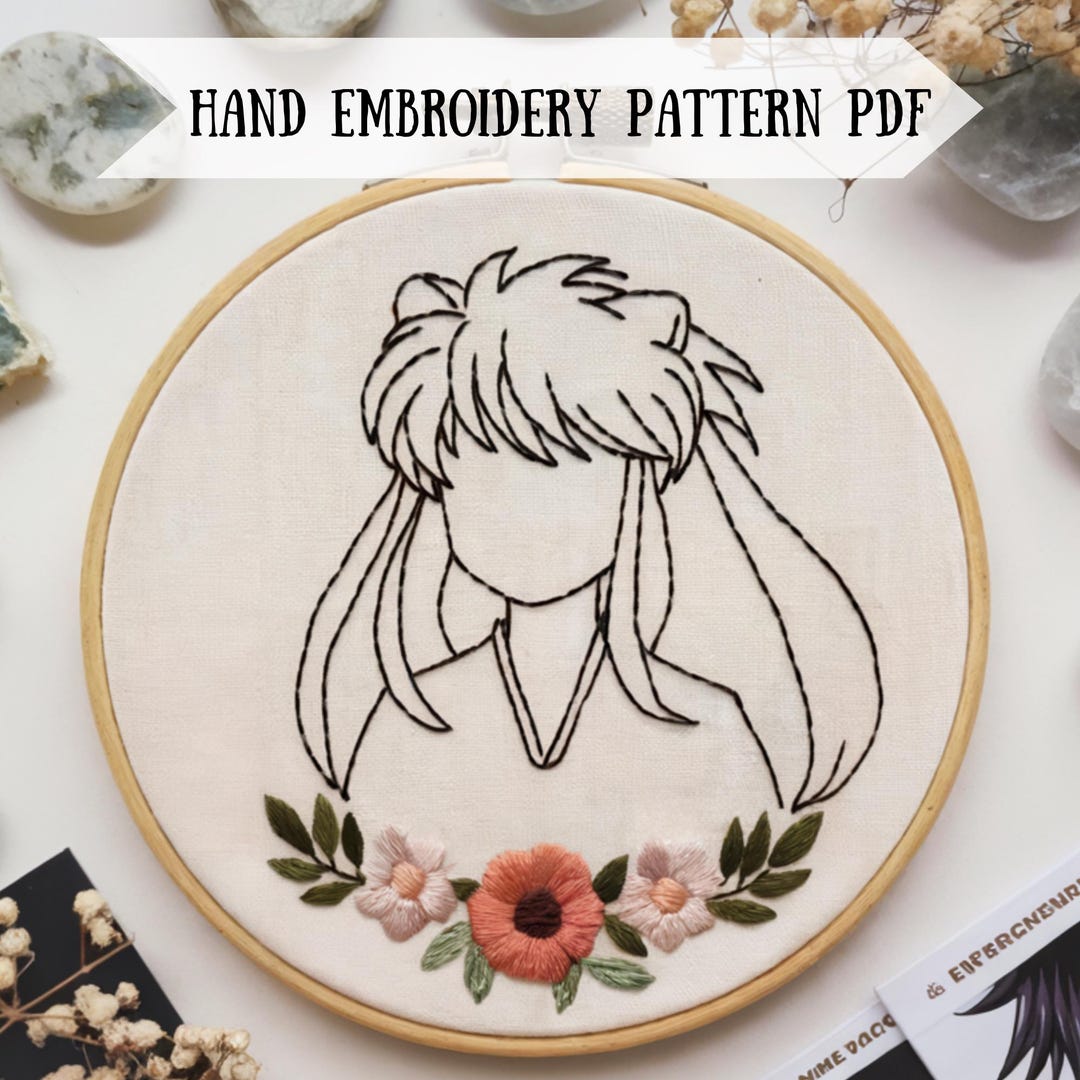 Manga Inspired Embroidery Pattern - Anime Hand Stitching Digital Design ...