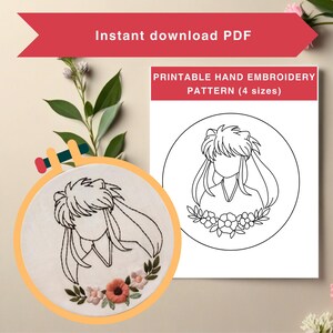 Manga Inspired Embroidery Pattern - Anime Hand Stitching Digital Design ...