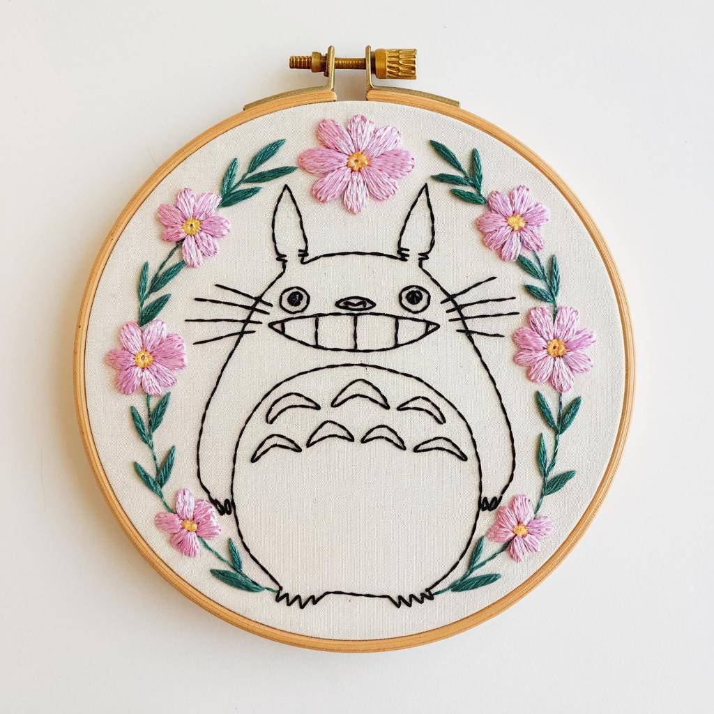 Anime Character Embroidery Pattern: Floral Wreath (PDF Pattern) - Etsy