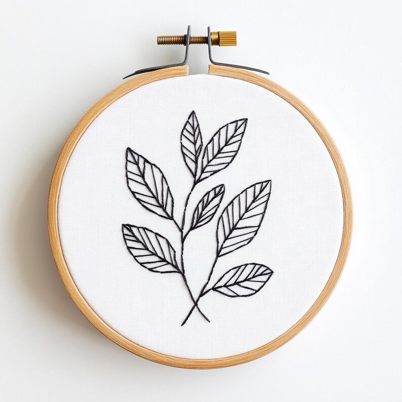 Minimalist Hand Embroidery Patterns: Branches With Leaves (4 Designs ...