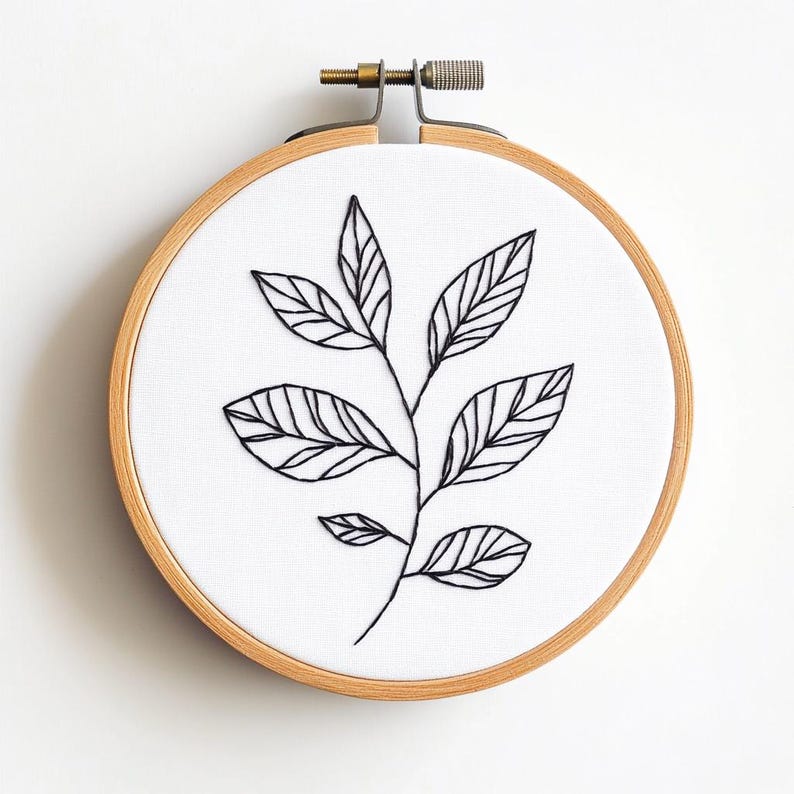 Minimalist Hand Embroidery Patterns: Branches With Leaves (4 Designs ...