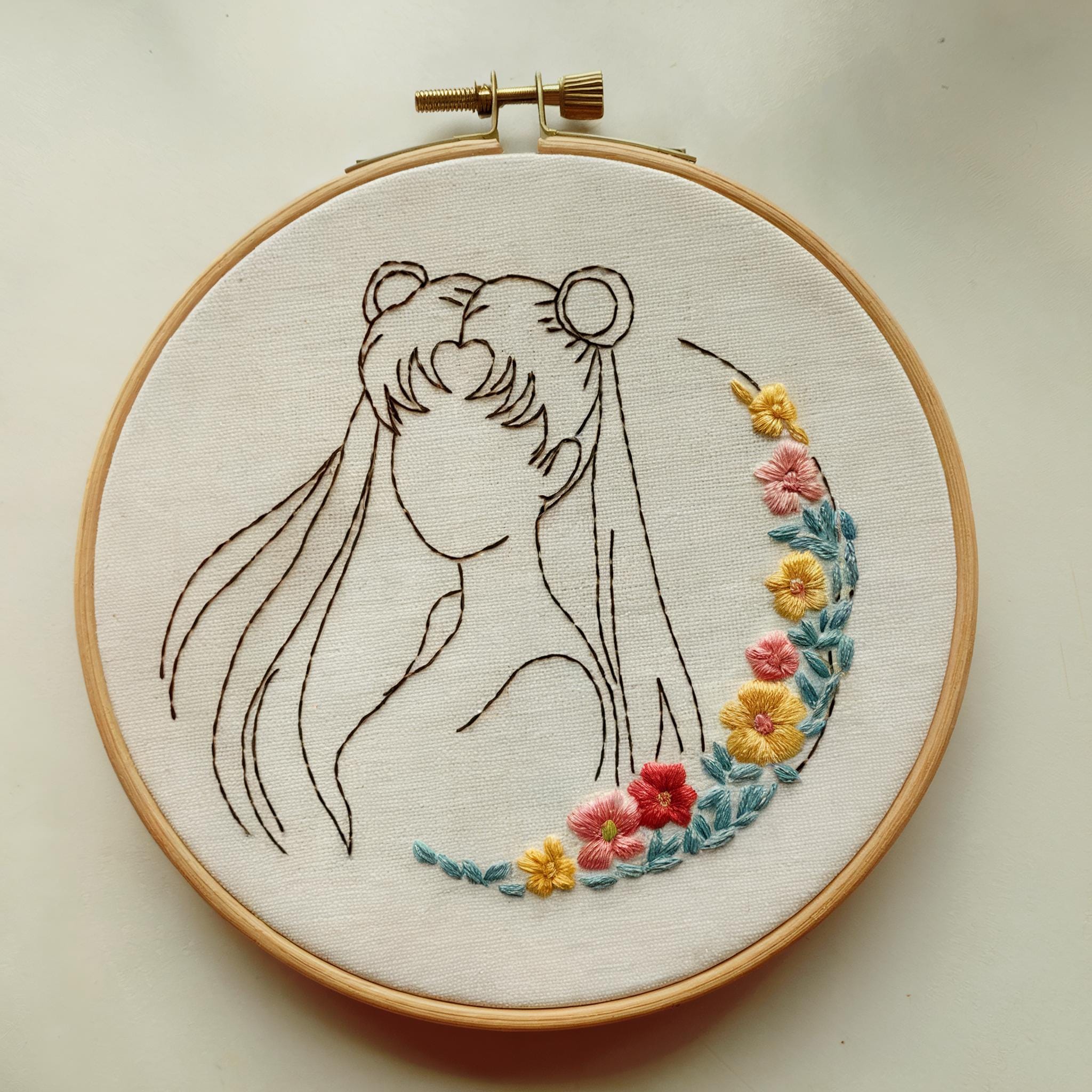 Anime Embroidery Pattern - Digital Moon Inspired Hand Stitching Design ...