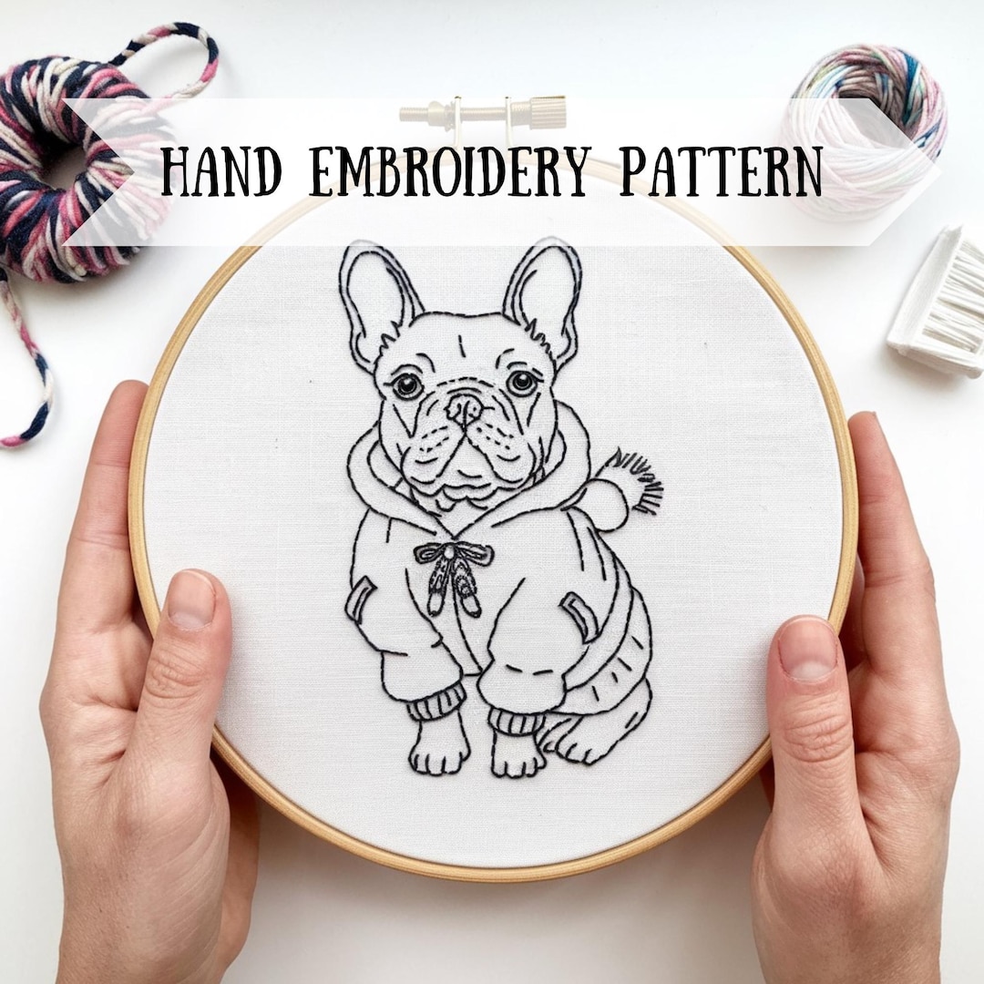 French Bulldog Embroidery Pattern: Winter Fashion Frenchie (digital ...