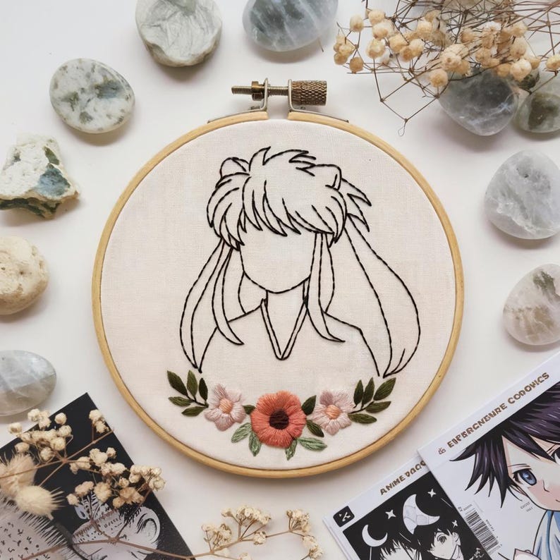 Manga Inspired Embroidery Pattern - Anime Hand Stitching Digital Design ...