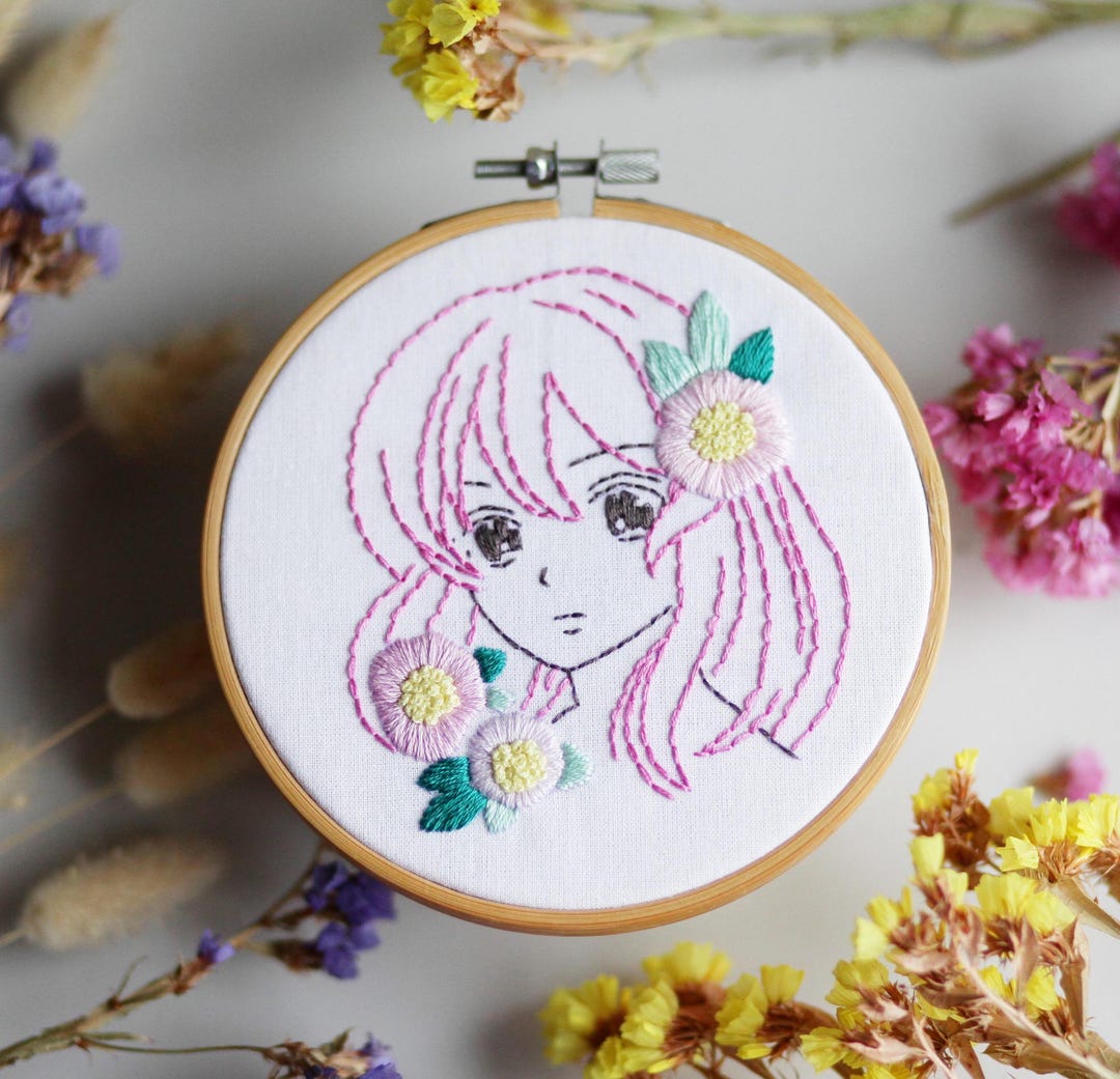Kawaii Anime Girl Embroidery Pattern for Hand Stitching - PDF - Etsy