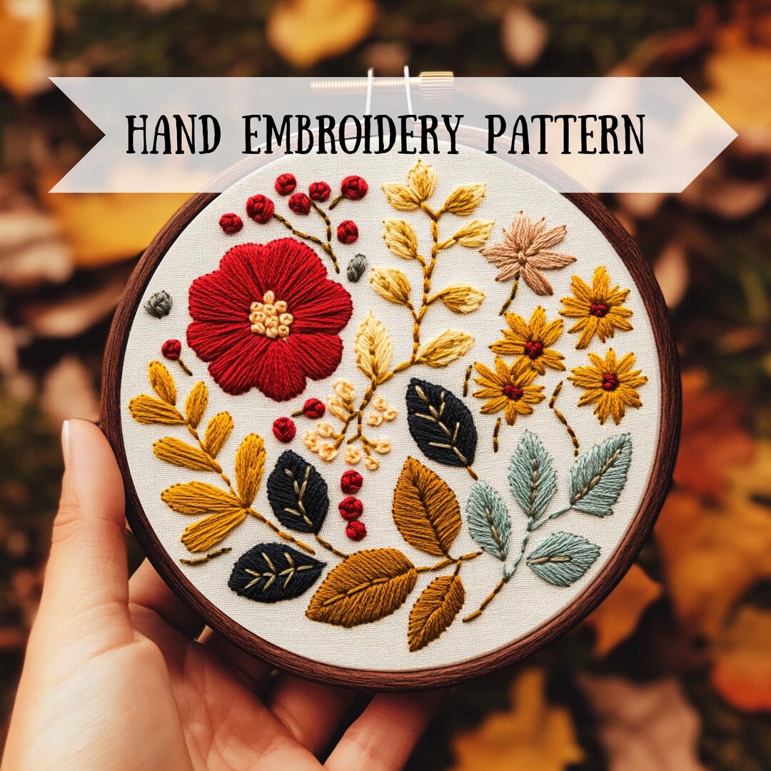 Floral Hand Embroidery Pattern - PDF Template - Etsy