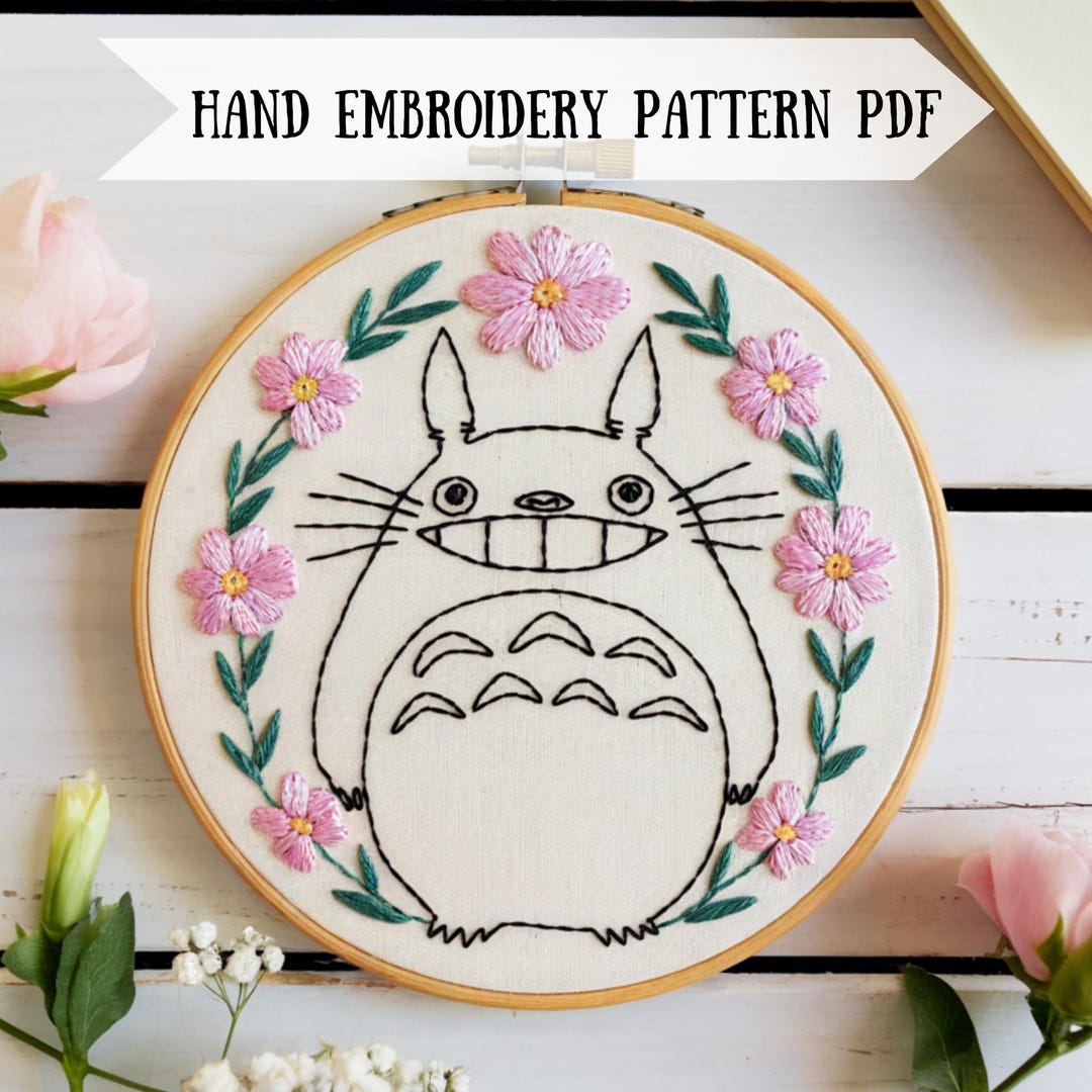 Anime Hand Embroidery Pattern - Japanese Animated Character Surrounded ...
