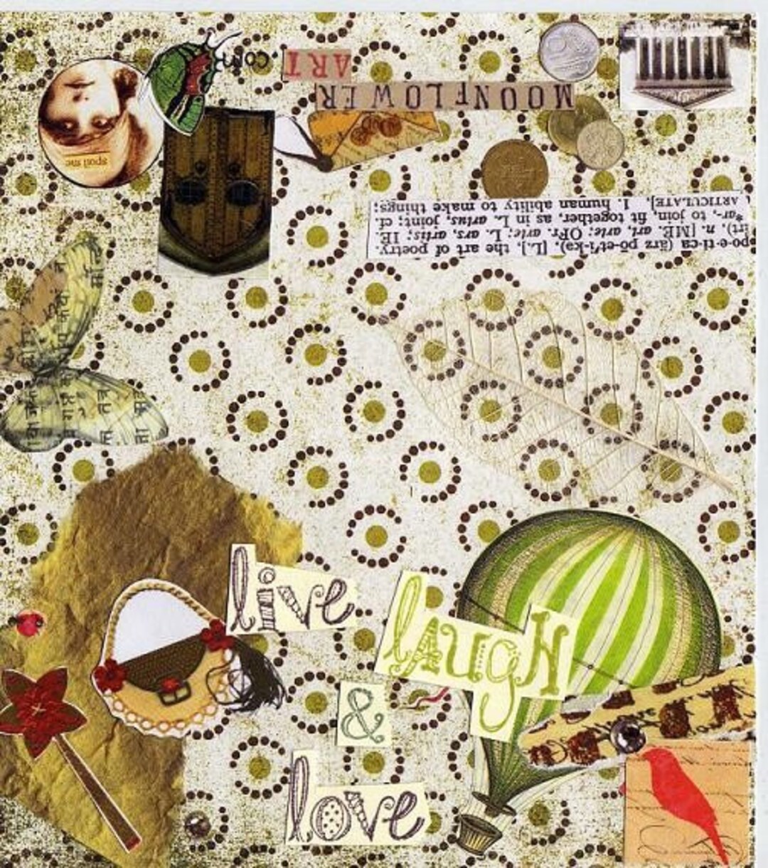 Collage Art CHECKBOOK COVER Live Laugh Love Beaded Bookmark BOOK - Etsy