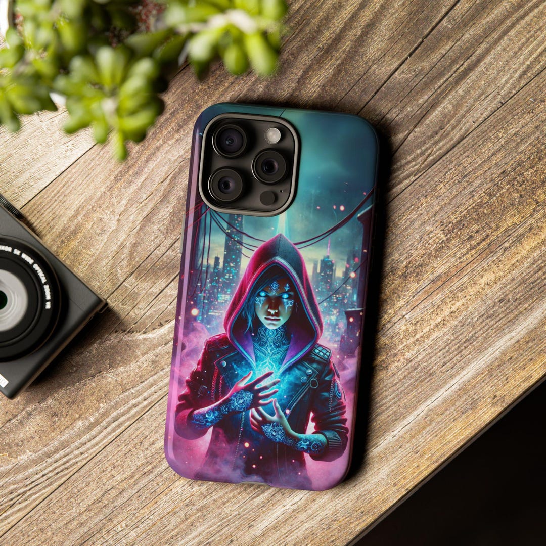 Arcane Neon Cyberpunk Mystic Tough Case | Hooded Warrior Fantasy Art ...
