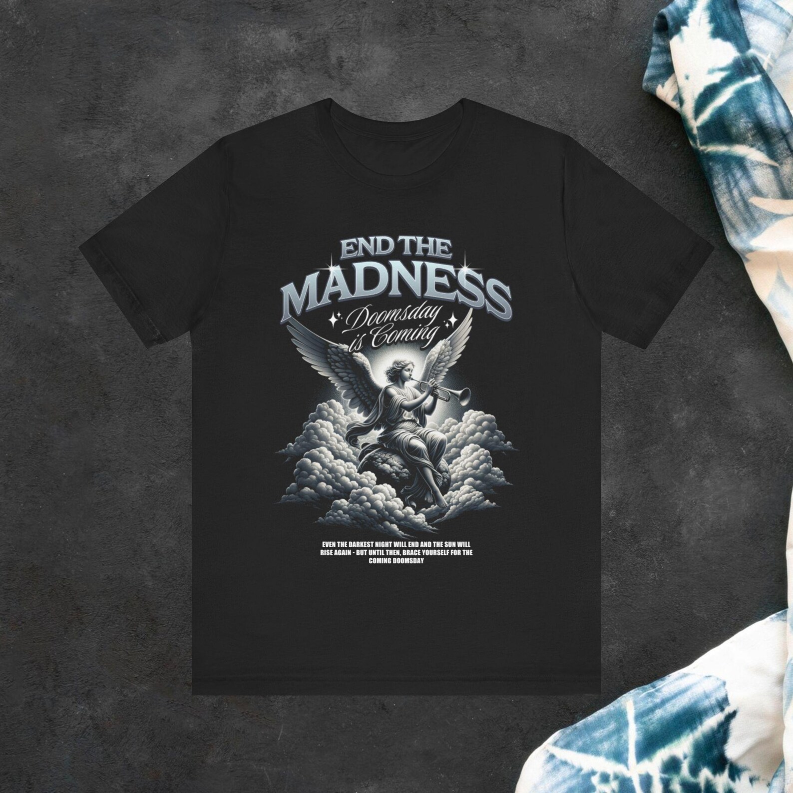 Angel T-shirt Doomsday Text Tee for Jesus Lovers Shirt With Clouds and ...