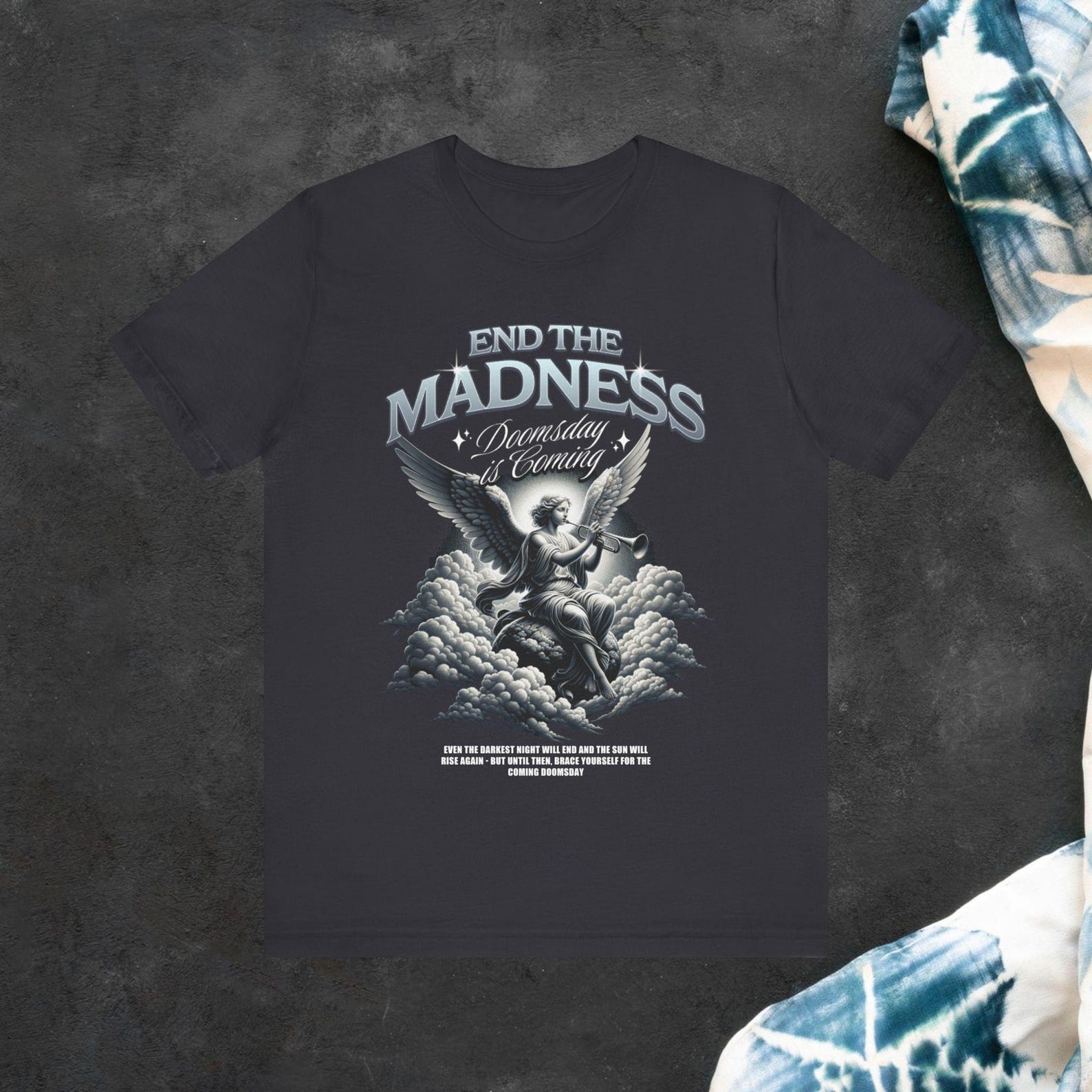 Angel T-shirt Doomsday Text Tee for Jesus Lovers Shirt With Clouds and ...