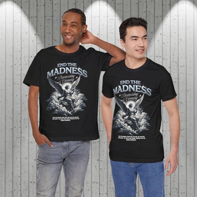 Angel T-shirt Doomsday Text Tee for Jesus Lovers Shirt With Clouds and ...