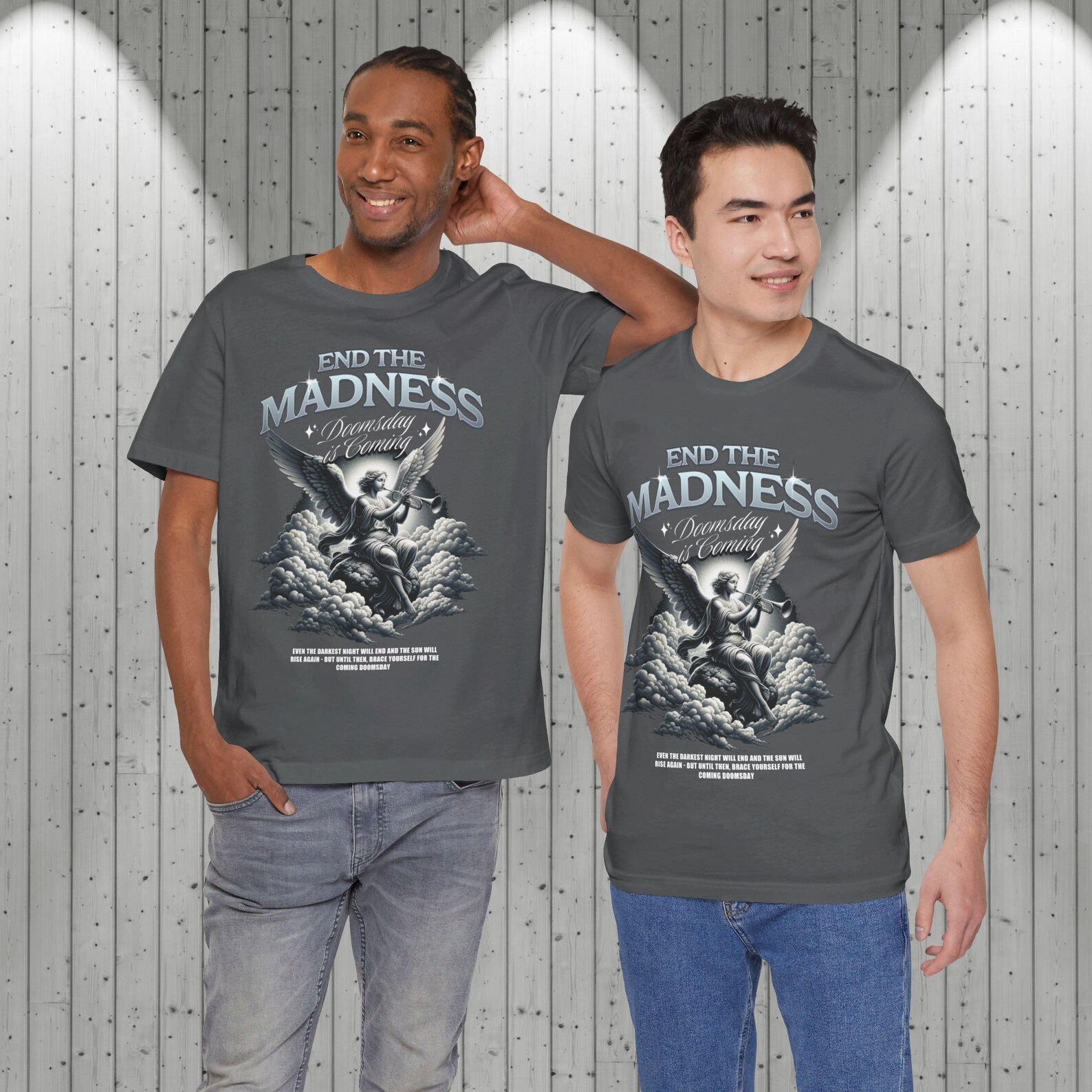 Angel T-shirt Doomsday Text Tee for Jesus Lovers Shirt With Clouds and ...