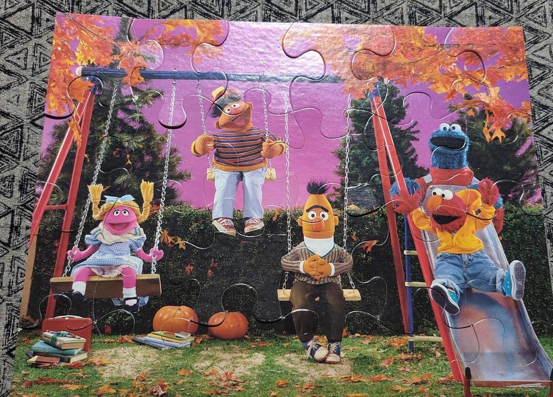 Vintage Milton Bradley Sesame Street 24 Piece Swingset Puzzle With Bert ...