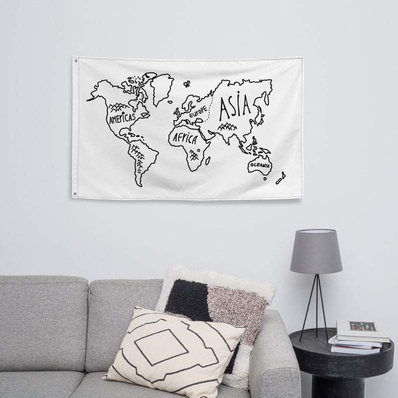 World Map | Flag | Homeschool Decor | World Map Wall Art | Classroom ...