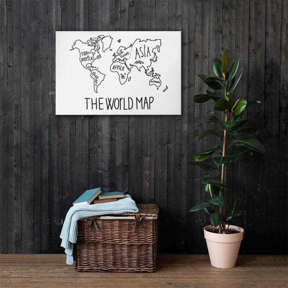 WORLD MAP | Canvas | Classroom Decor | Educational Banner | World Map ...
